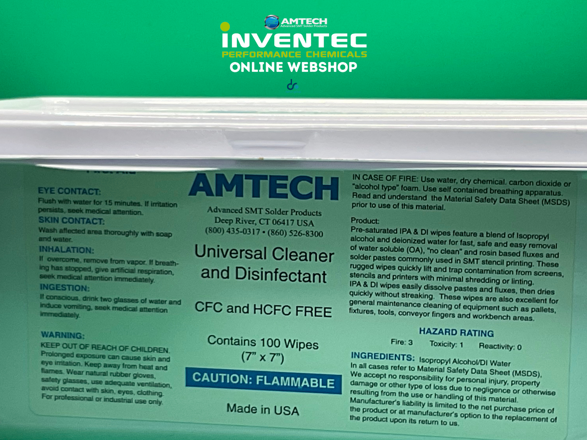 Amtech 7" x 7" Isopropyl Wipes – InventecPerformanceChemicals